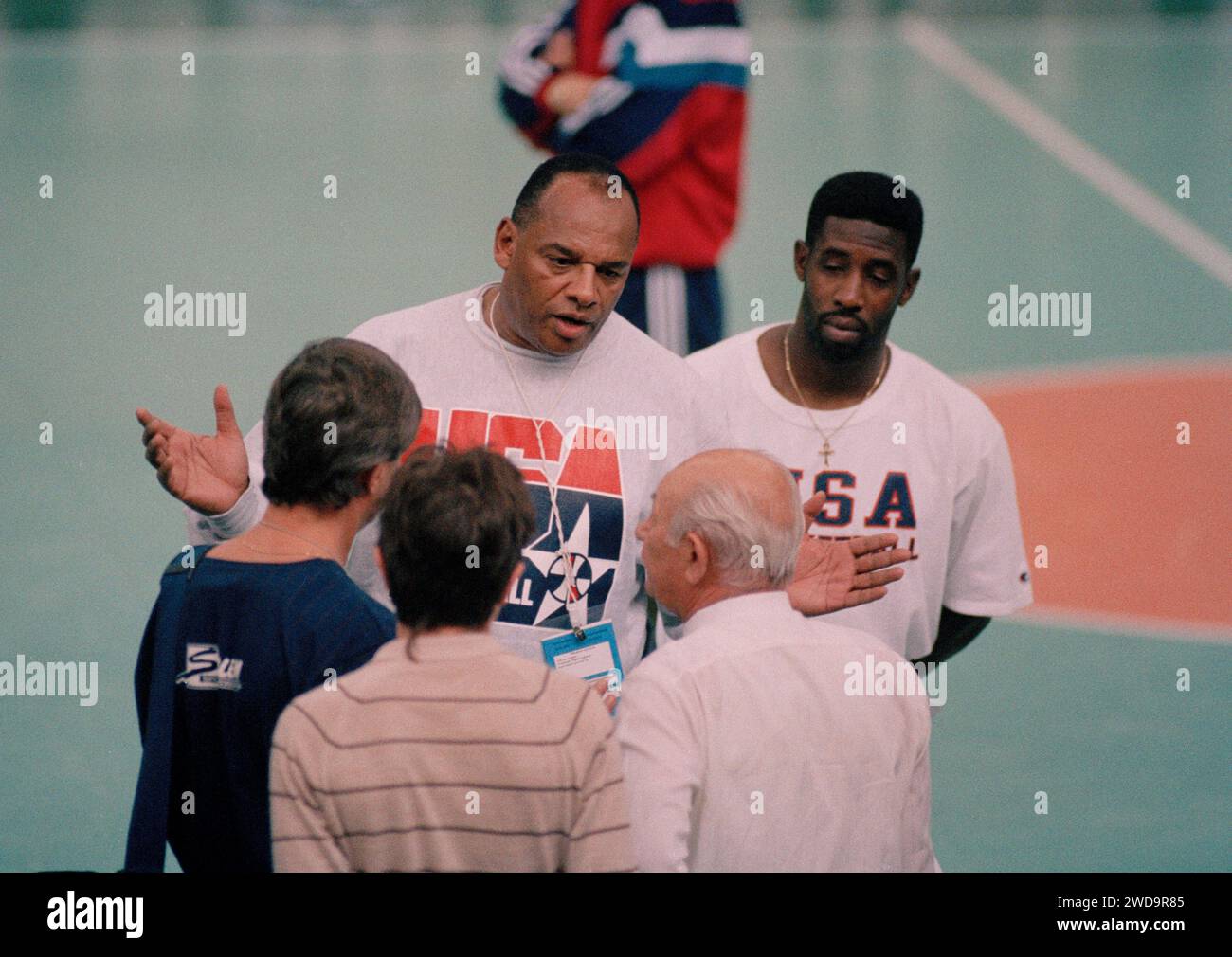 U.S.A. men's basketball coach George Raveling gestures as he argues ...
