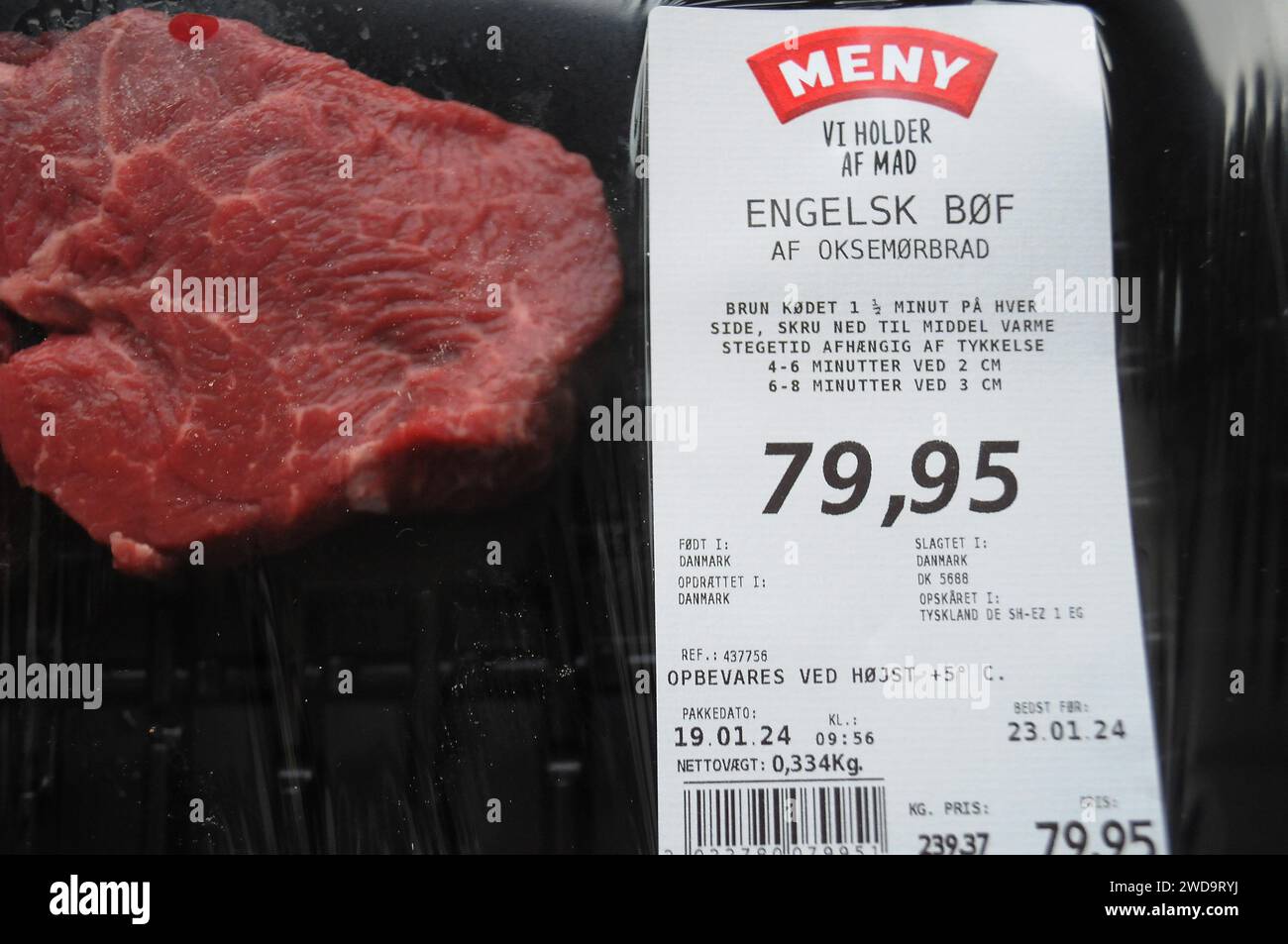 Copenhagen, Denmark /19 January 2024/. Meny grocery store in danish ...