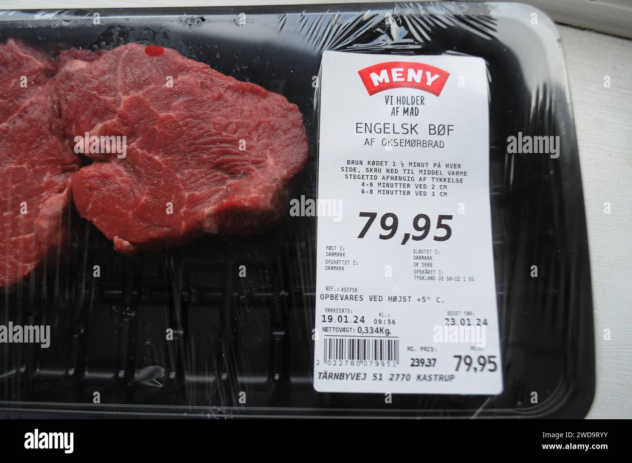 Copenhagen, Denmark /19 January 2024/. Meny grocery store in danish ...