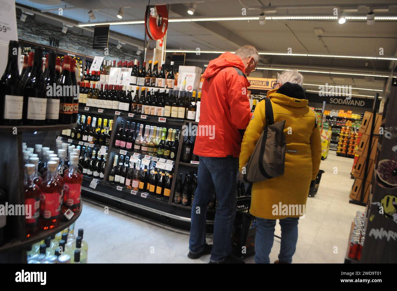 Copenhagen, Denmark /19 January 2024/. Meny grocery store in danish ...