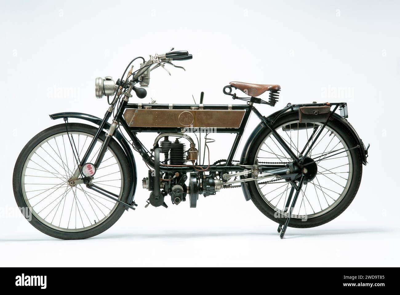 1913 FN Model 285 veteran motorcycle. Studio image on white background ...