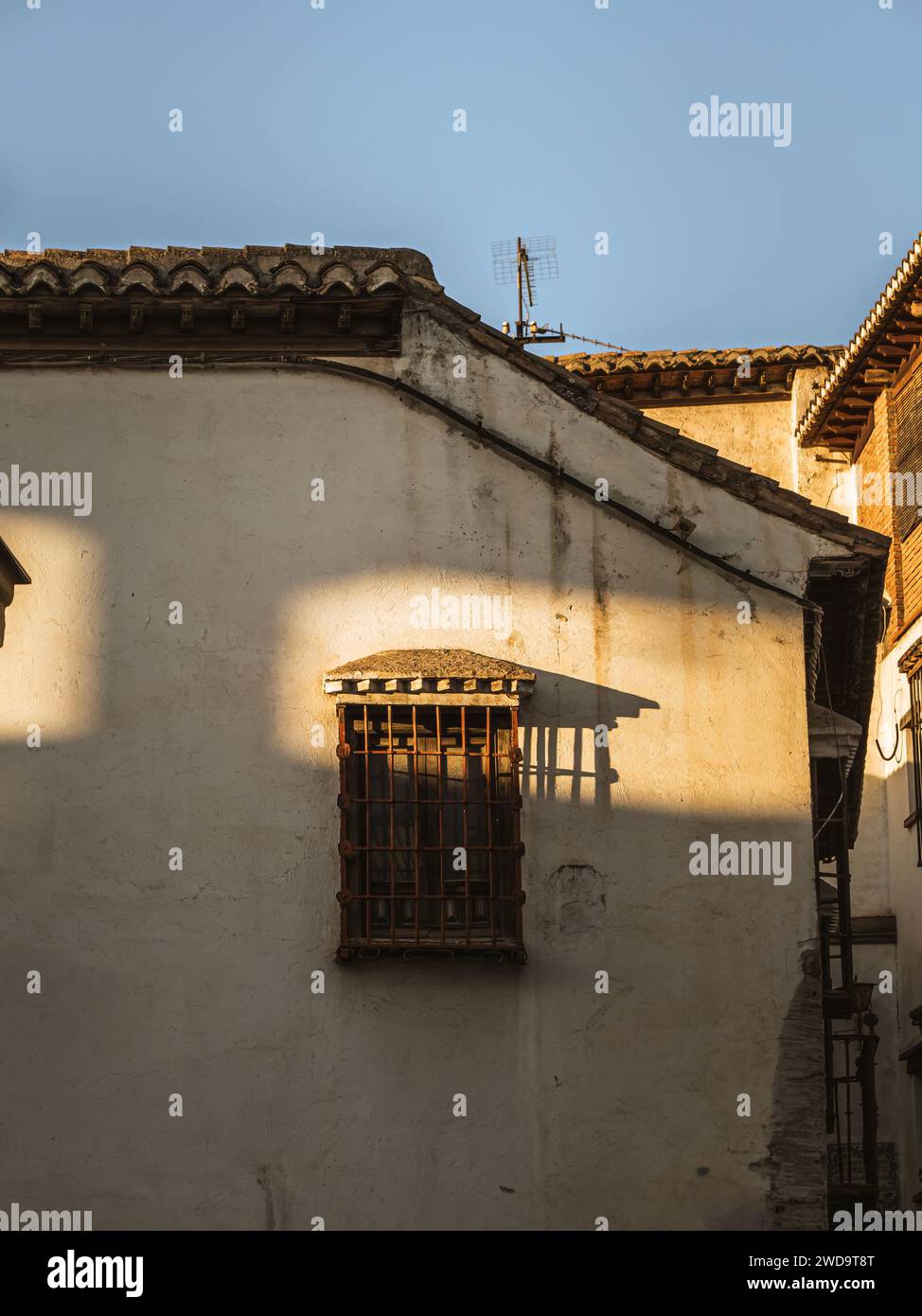 Typical residential house in the Albaicin district old town of Granada ...