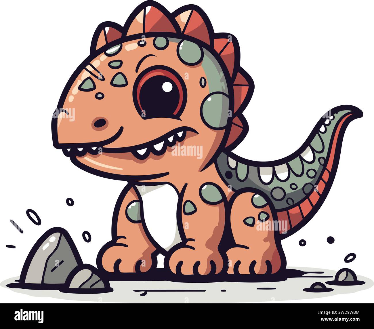 Cute dinosaur. Vector illustration. Isolated on white background Stock ...