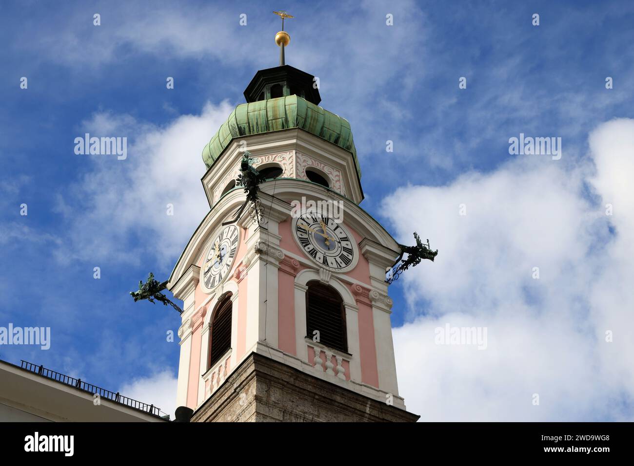Bell tower clock in Innsbruck, Austria Stock Photo - Alamy