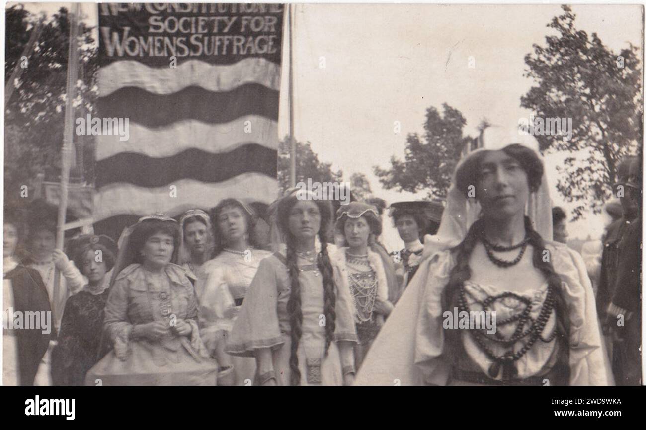 1911 suffrage Coronation Procession showing the tail-end of the ...