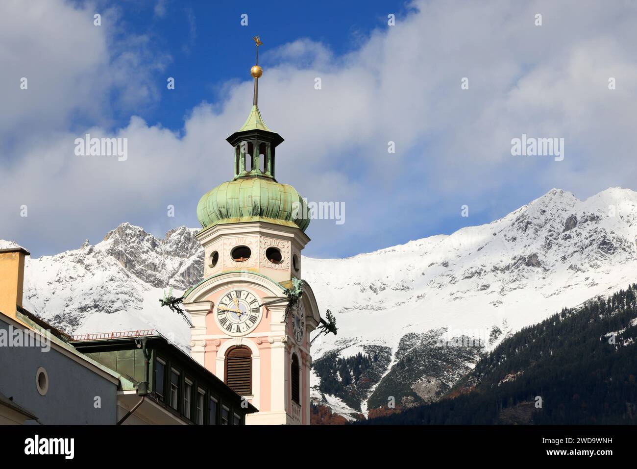 Bell tower clock in Innsbruck, Austria Stock Photo - Alamy