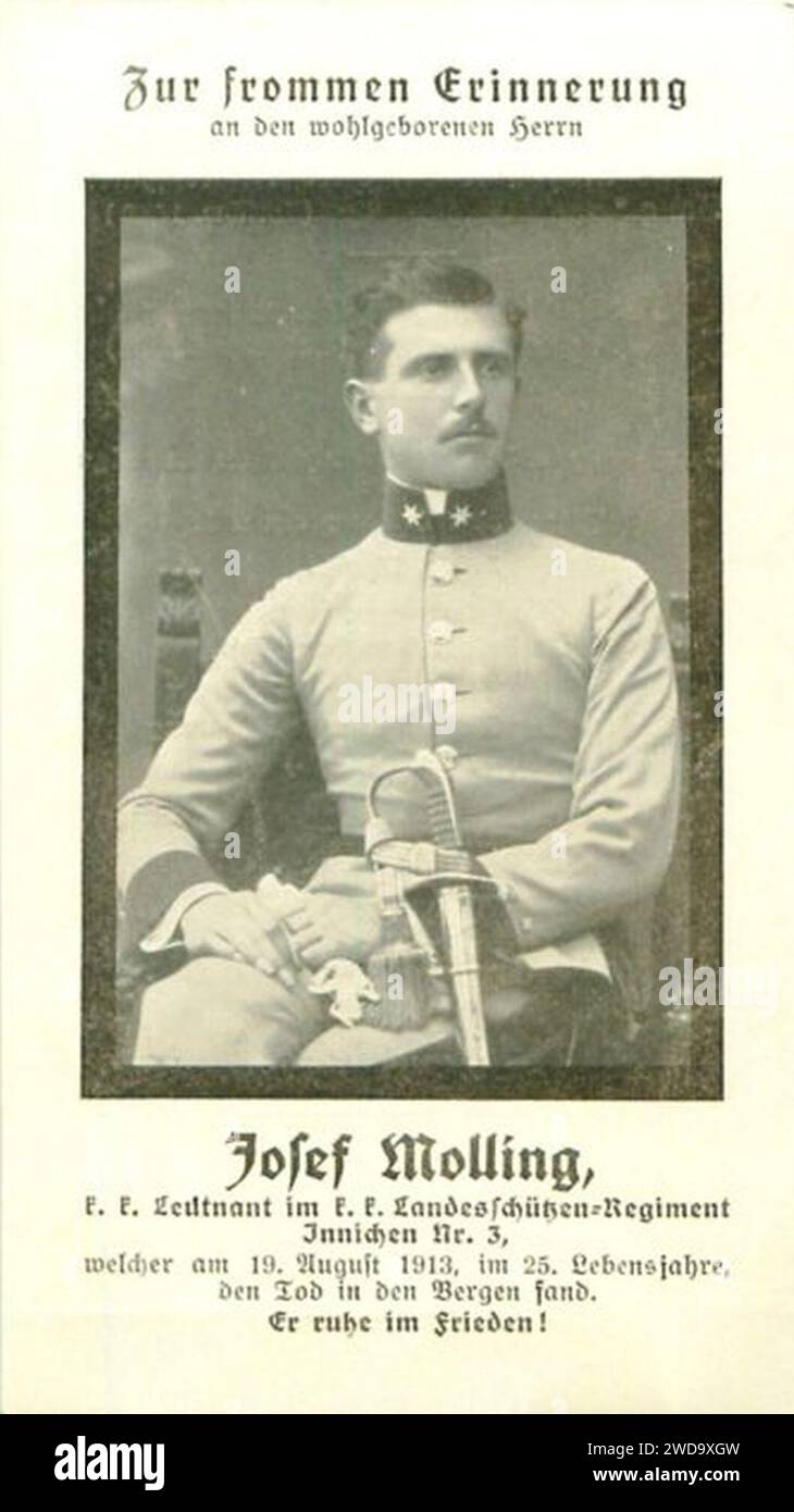 1913 circa Josef Molling k.k. Leutnant (1888-1913), Südtirol Stock ...