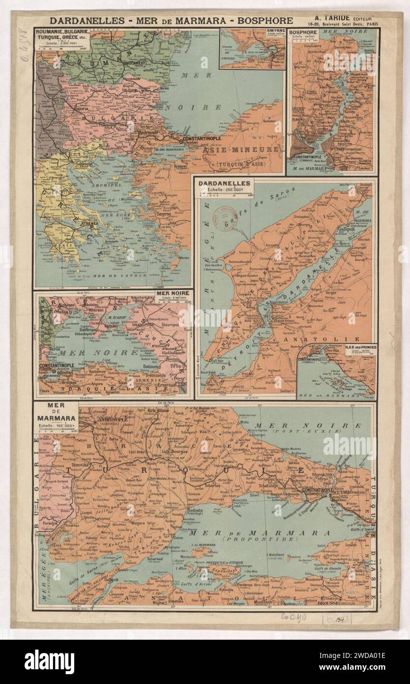 1915 map - Dardanelles - Mer de Marmara - Bosphore Stock Photo - Alamy