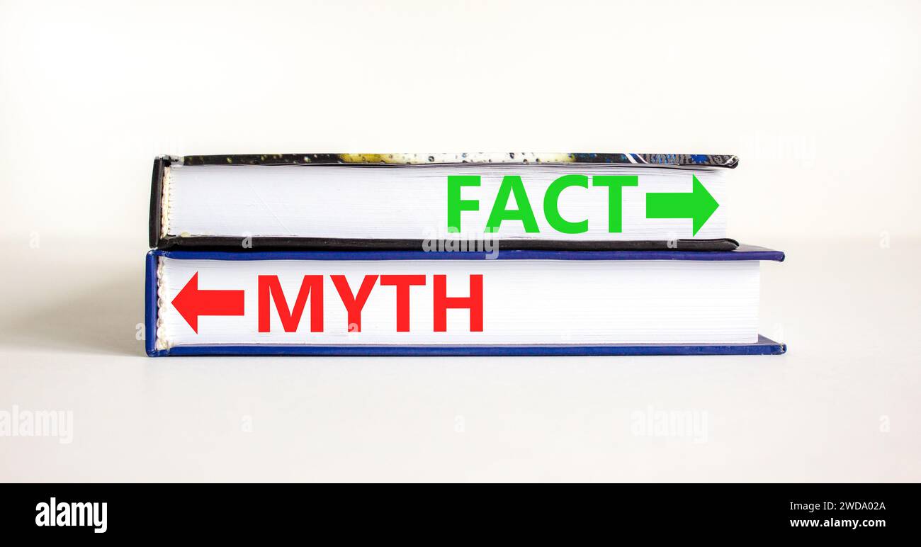 Fact or myth symbol. Concept word Myth and Fact on beautiful books ...