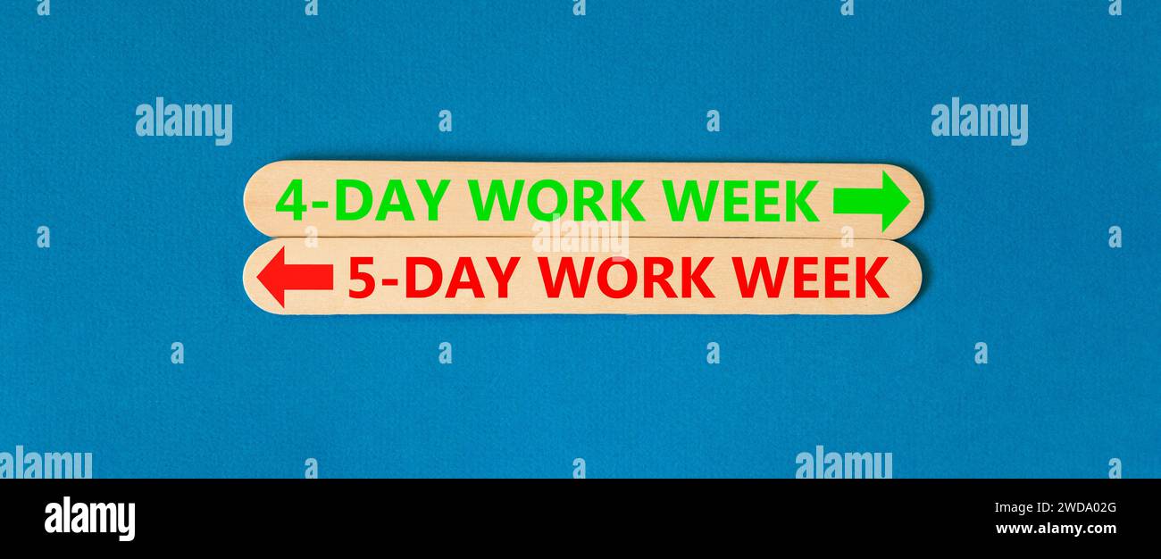 5 or 4 day week symbol. Concept word 5-day work week or 4-day work week ...