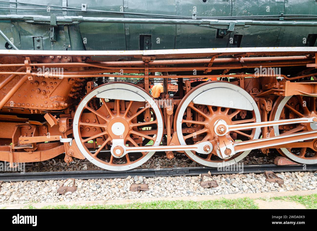 Drive part of a locomotive steam engine Stock Photo - Alamy