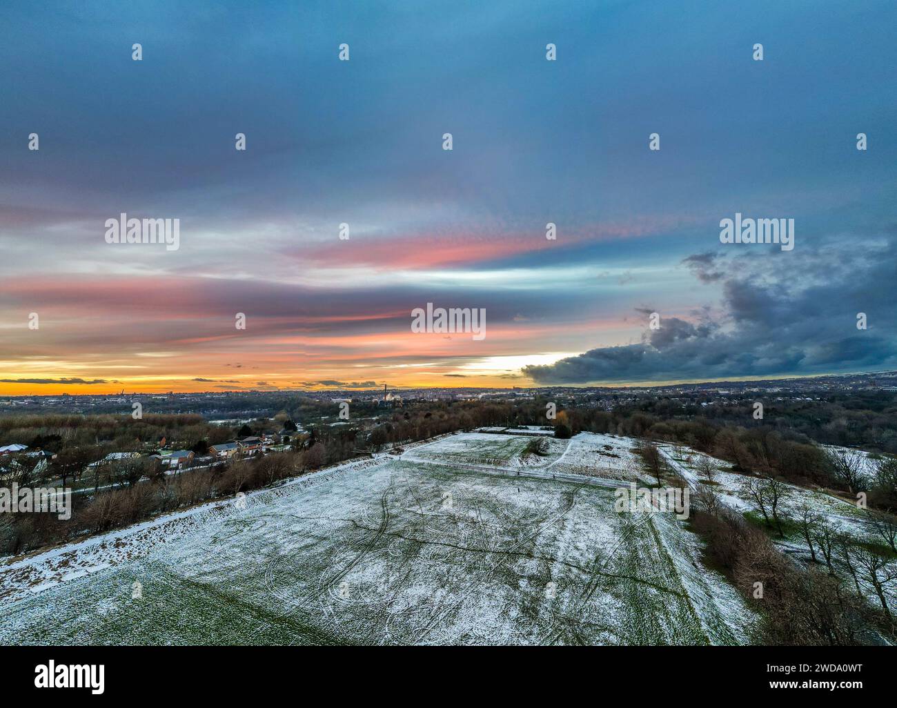 Bolton, England, UK, Friday January 19, 2024. Drone images of tonights ...