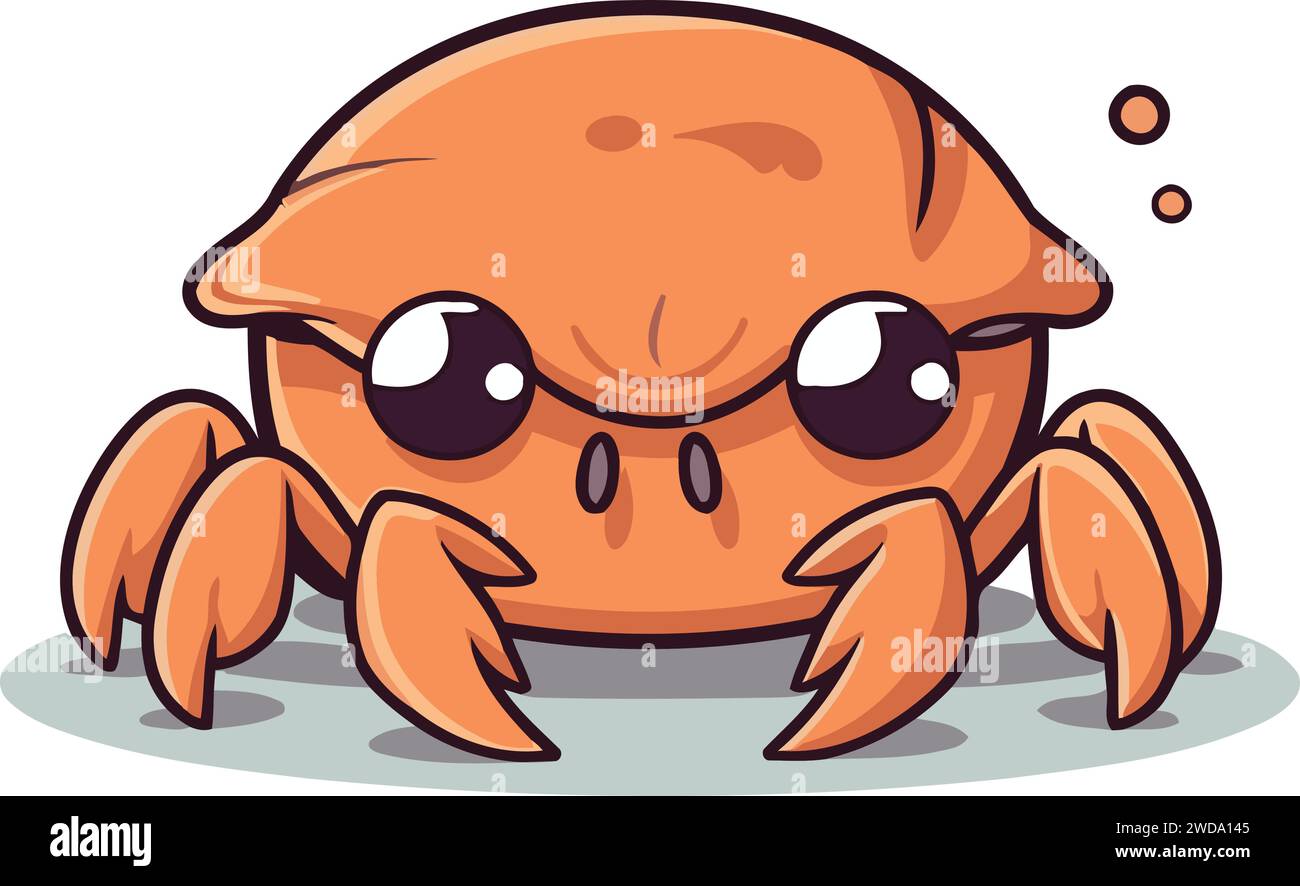 Crab character cartoon style isolated on a white background vector ...