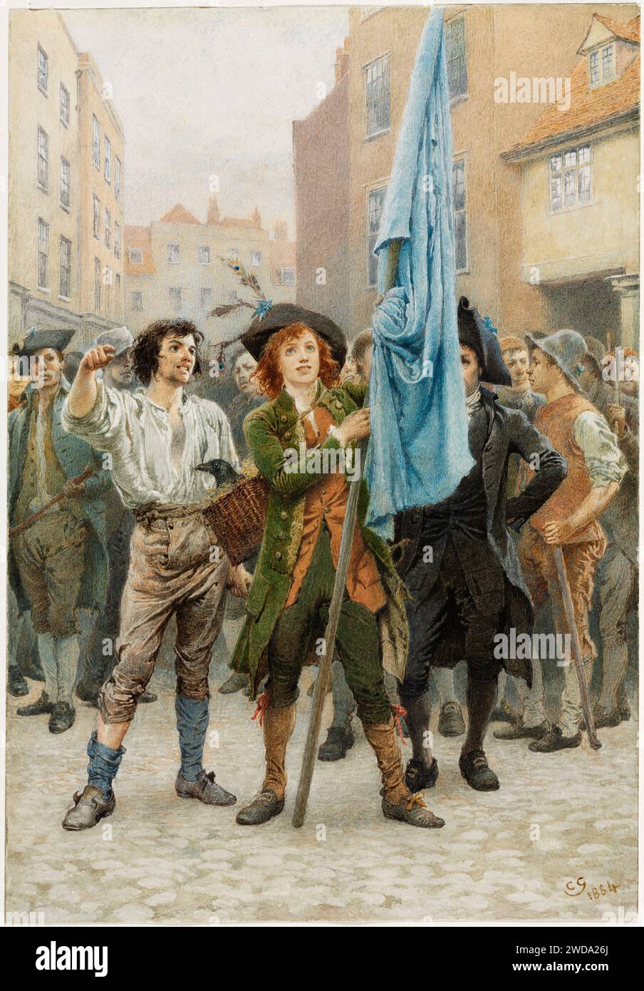 Barnaby Rudge Helping Lead the Gordon Riots. Charles Green. 1884 Stock ...