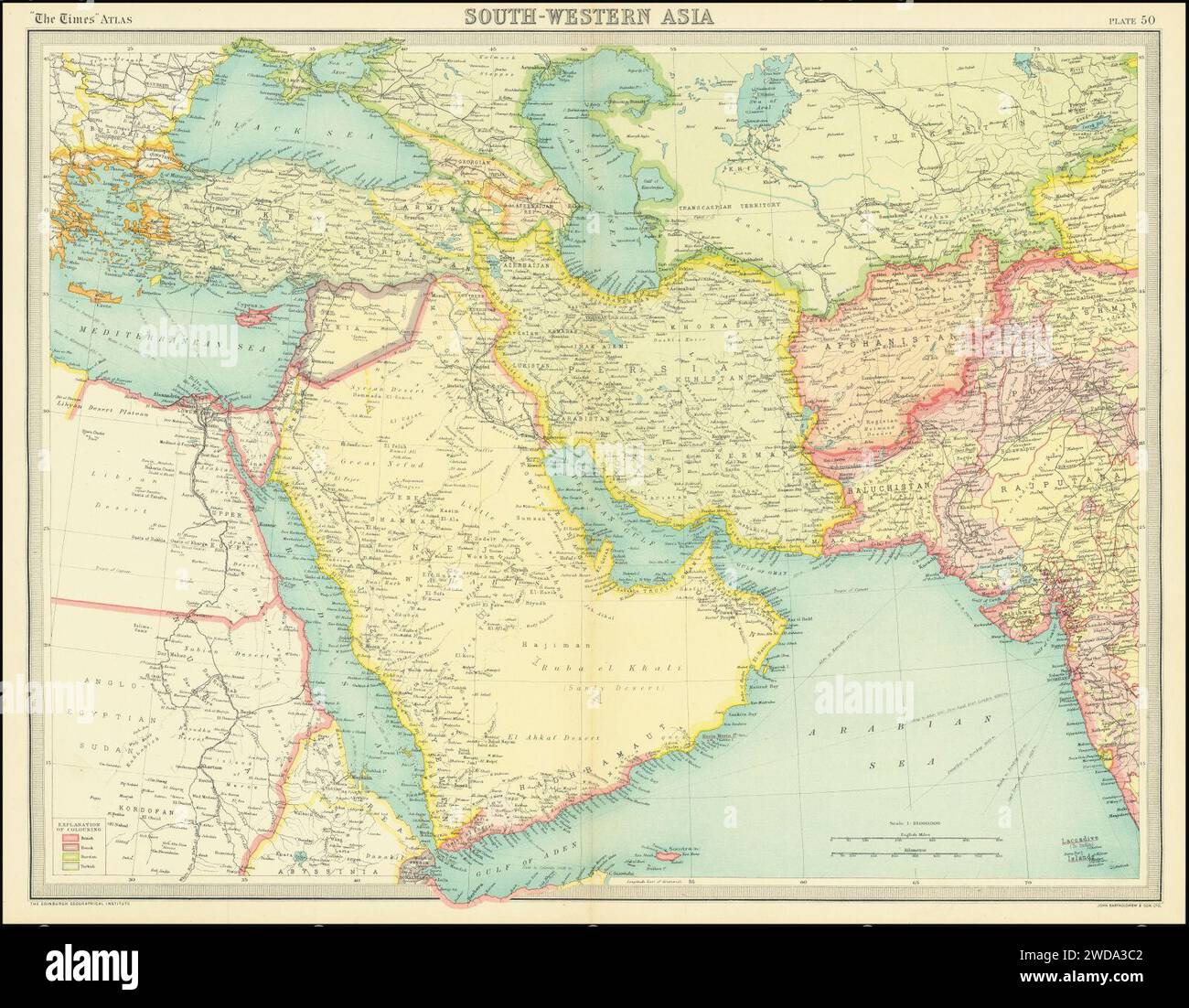 1922 map of South-Western Asia Stock Photo - Alamy