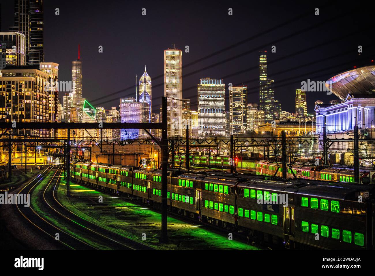 Chicago, Illinois, USA – City skyline view from 18th St West Pedestrian ...