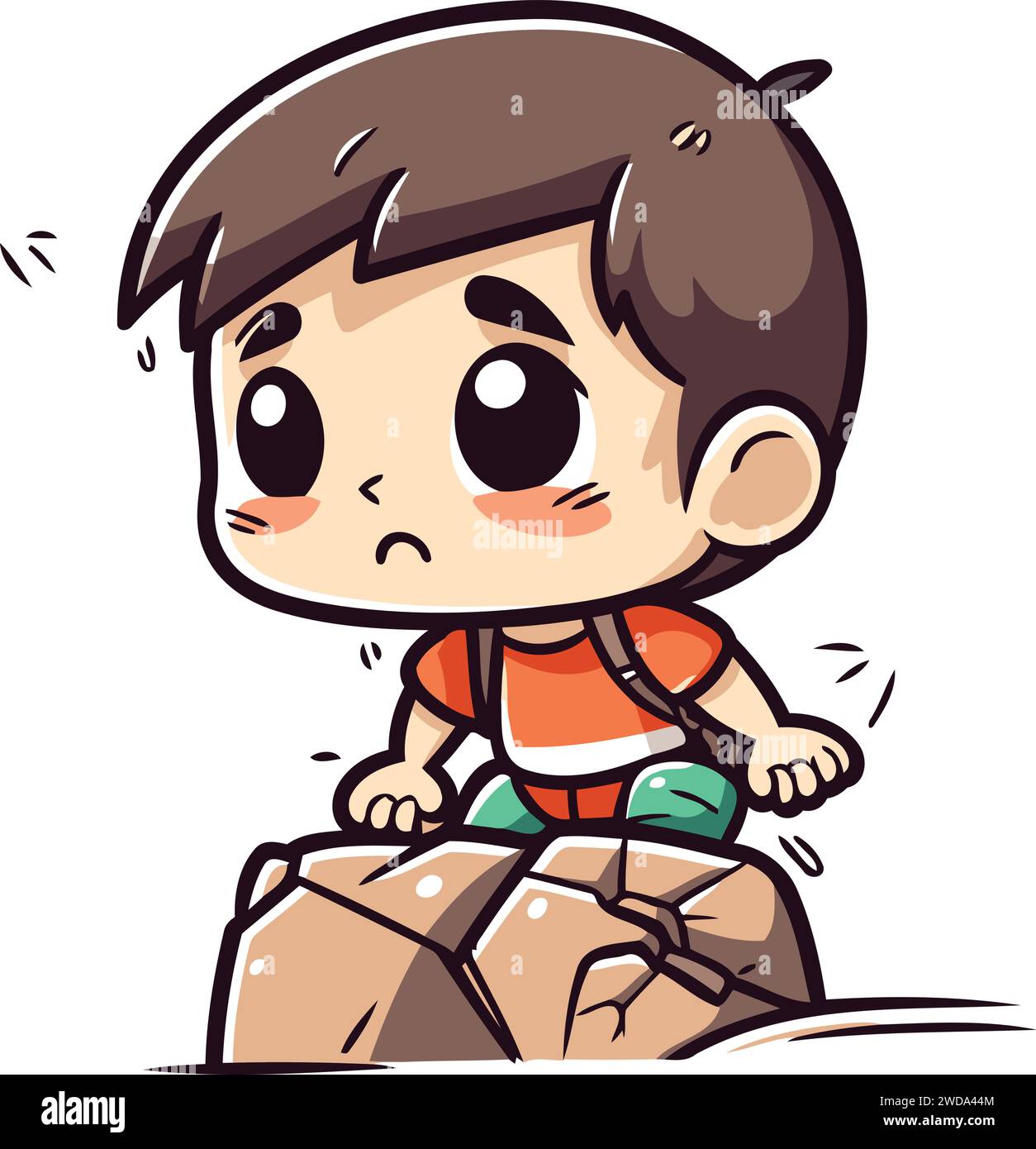 Young boy on rock Stock Vector Images - Alamy