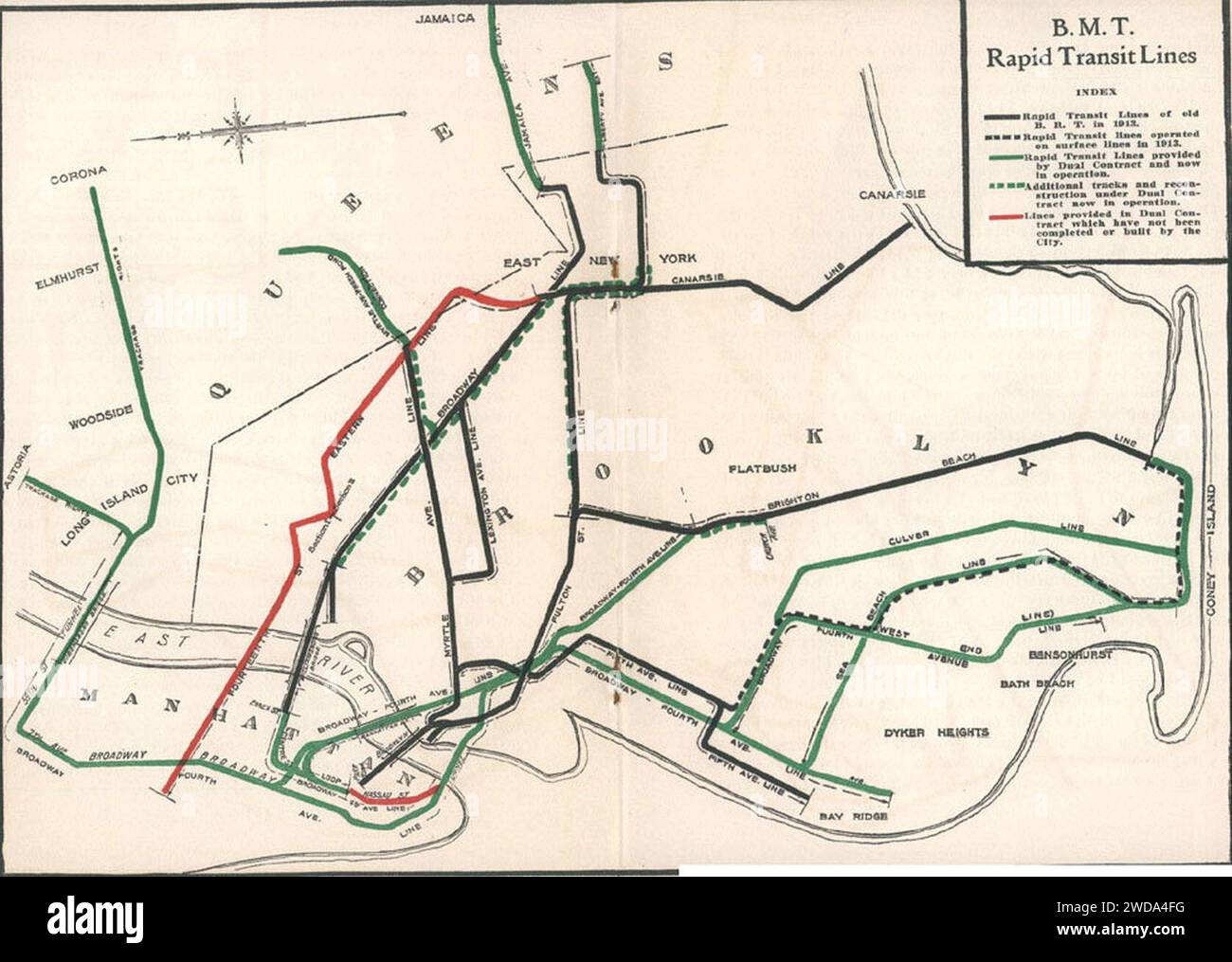 1924 BMT dual contracts map Stock Photo - Alamy