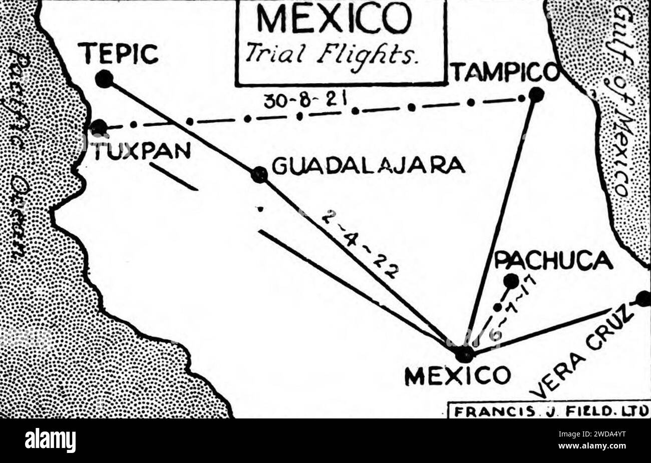 1925 Air Routes of Mexico Stock Photo - Alamy