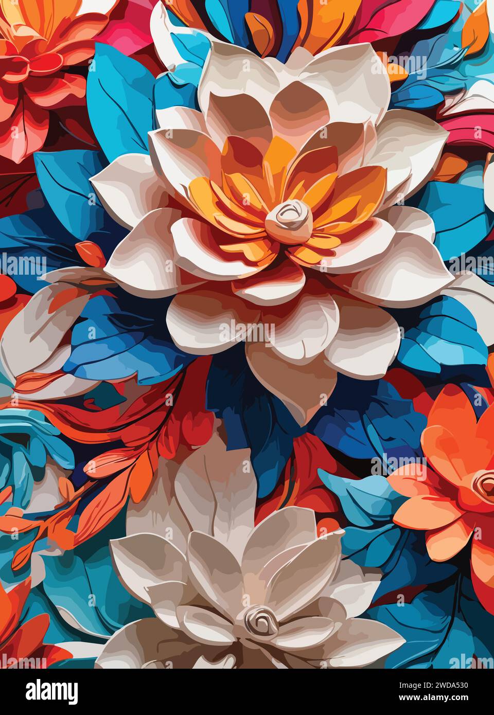 Blooming Beauties: A Burst of Color and Joy, a seamless pattern of ...