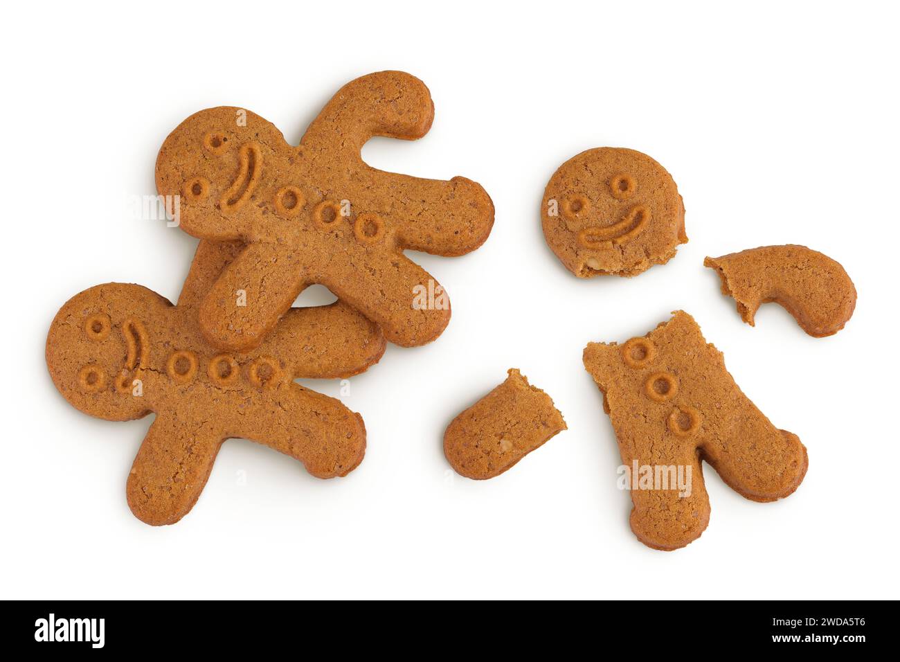 Gingerbread man isolated on white background. Top view. Flat lay Stock ...