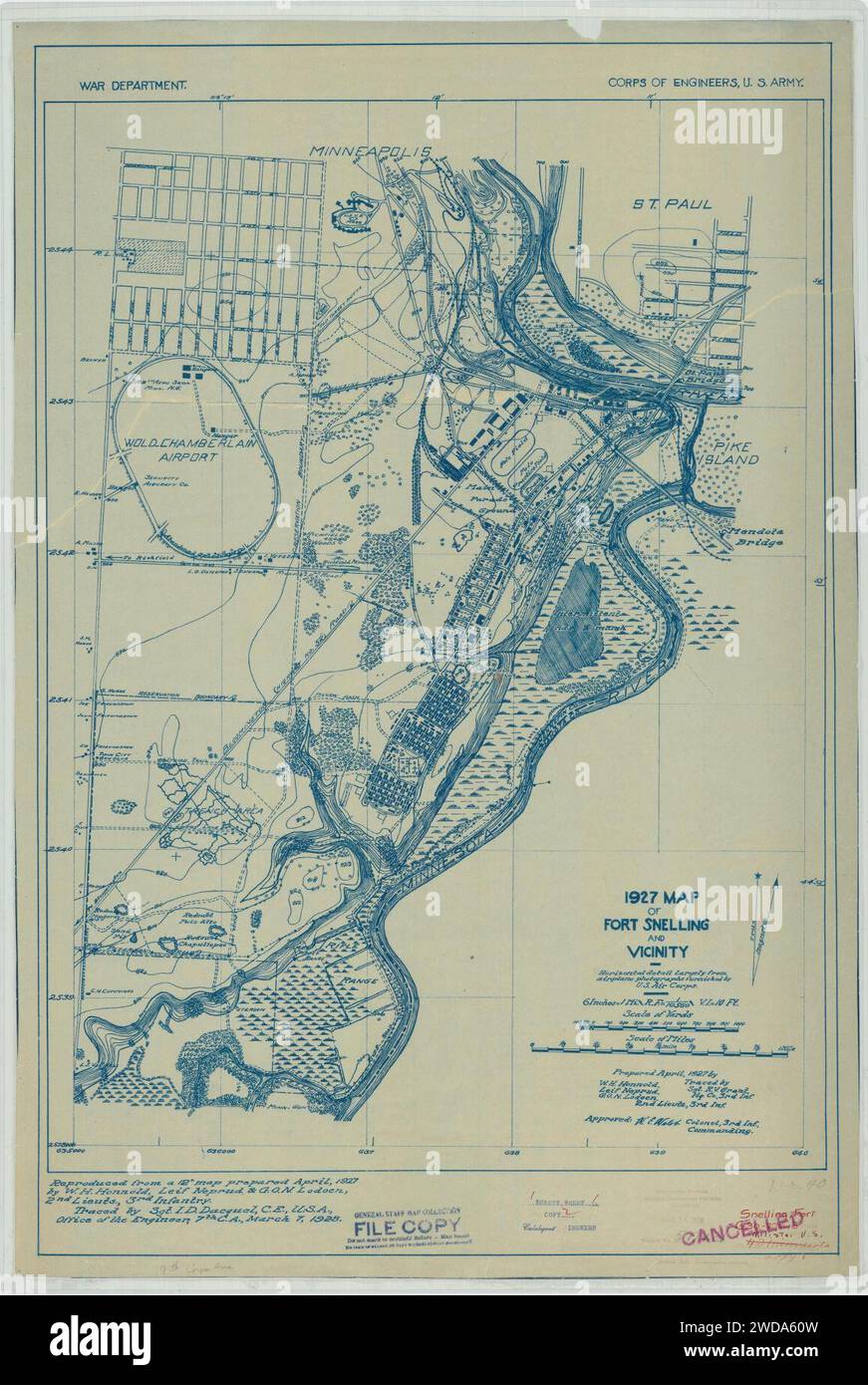 1927 Map of Fort Snelling and Vicinity Stock Photo - Alamy