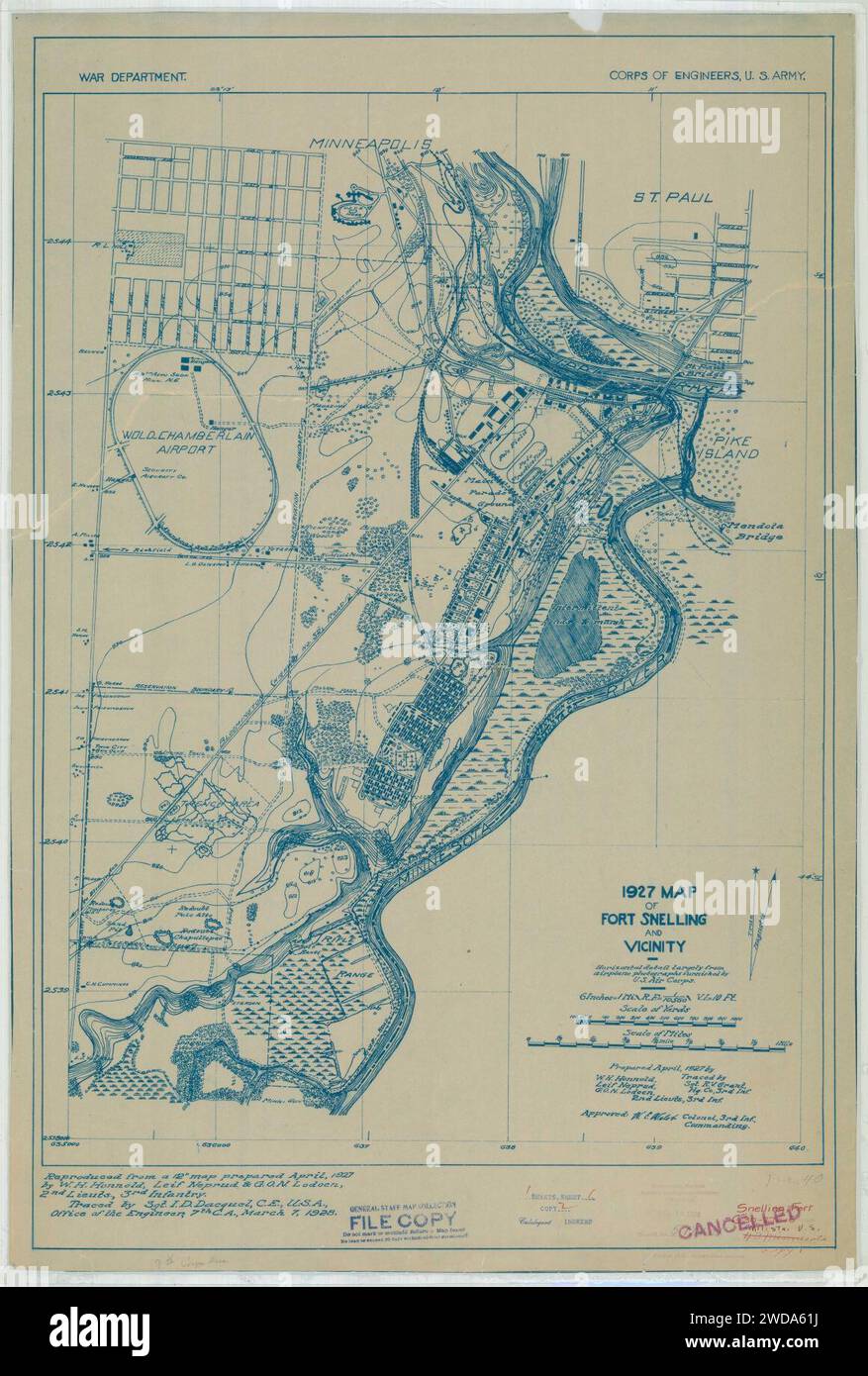 1927 Map of Fort Snelling and vicinity Stock Photo - Alamy