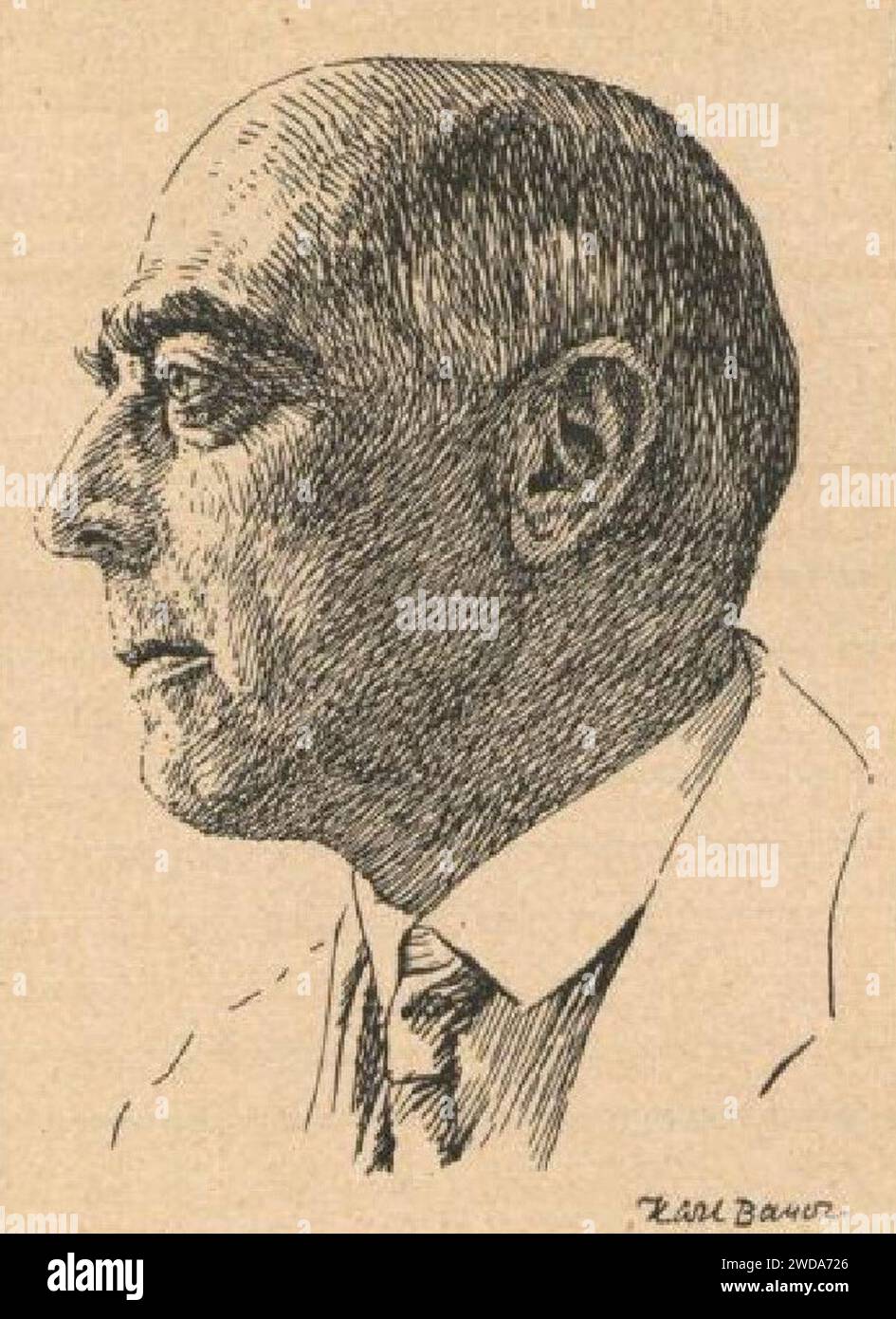 1929 circa Karl Bauer Portrait-Zeichnung Otto Feldmann, Illustration ...