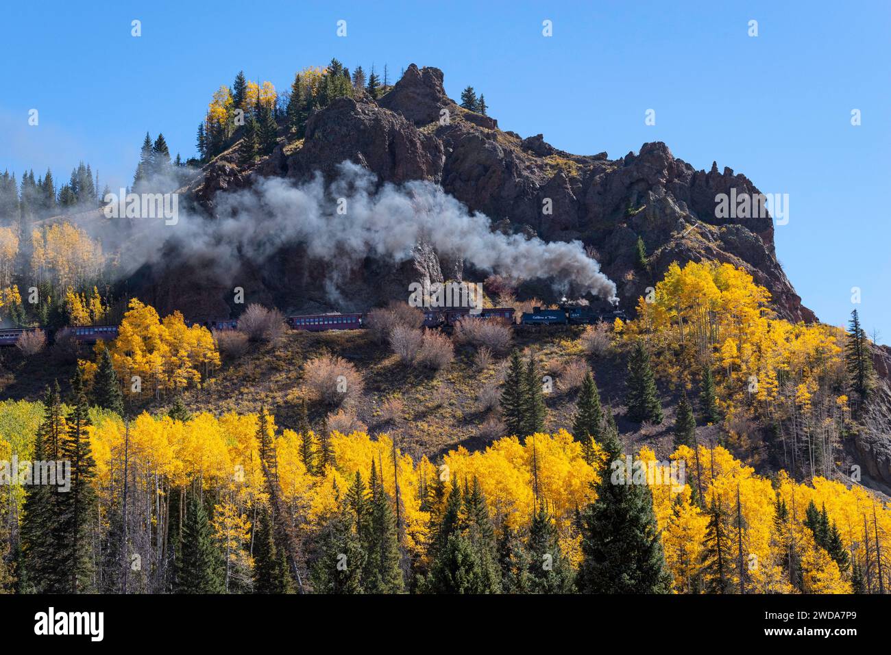 The Cumbres & Toltec Scenic Railroad steams upgrade at Windy Point ...