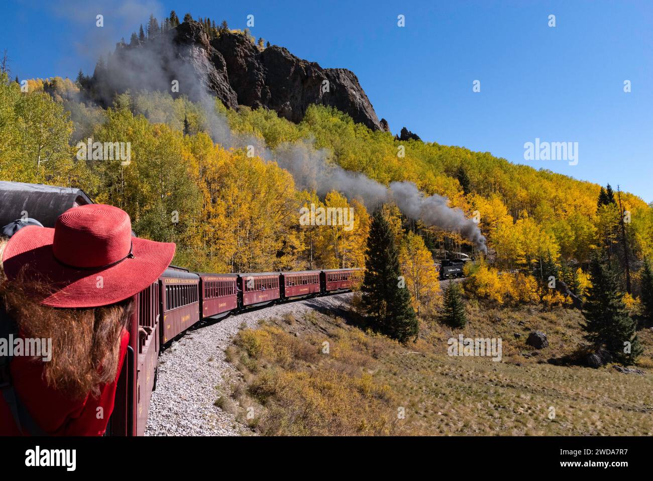 The Cumbres & Toltec Scenic Railroad steams upgrade at Windy Point ...