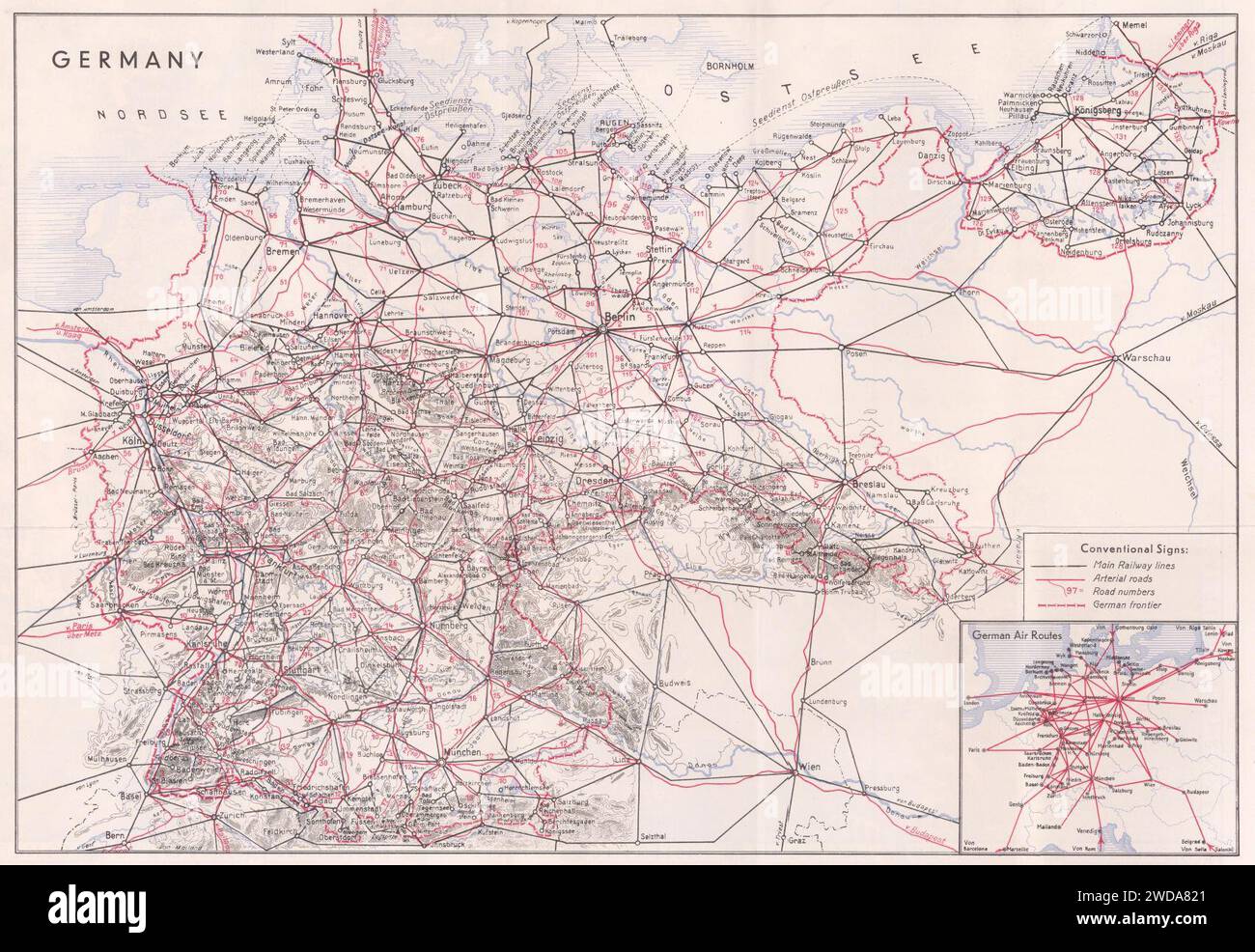 1935 transport map of Germany Stock Photo - Alamy