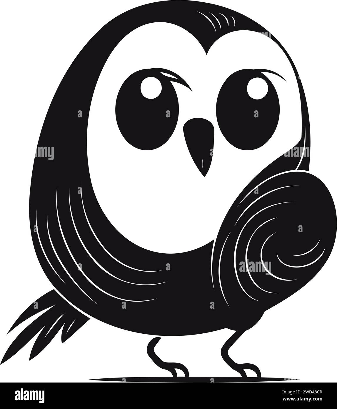 Vector illustration of cute owl. Cute cartoon owl. Black and white owl ...