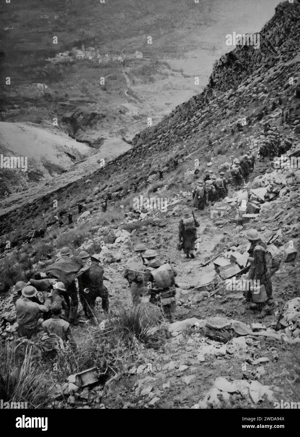Allied troops in the mountains after landing in Anzio, behind the ...