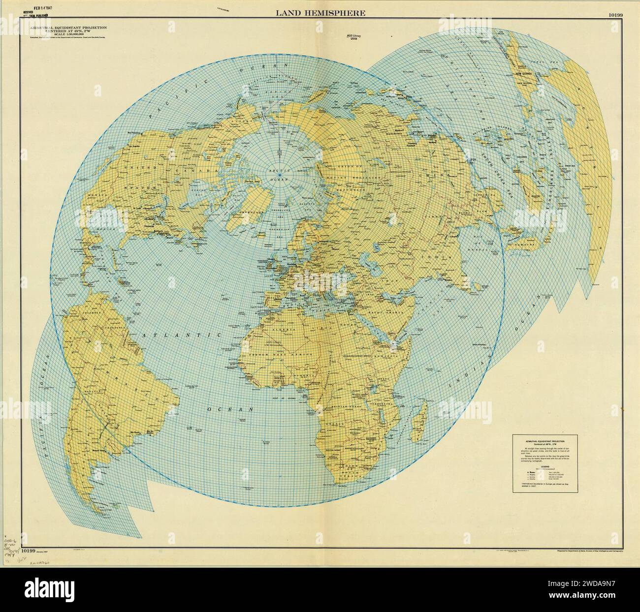 1947 Land Hemisphere map Stock Photo - Alamy