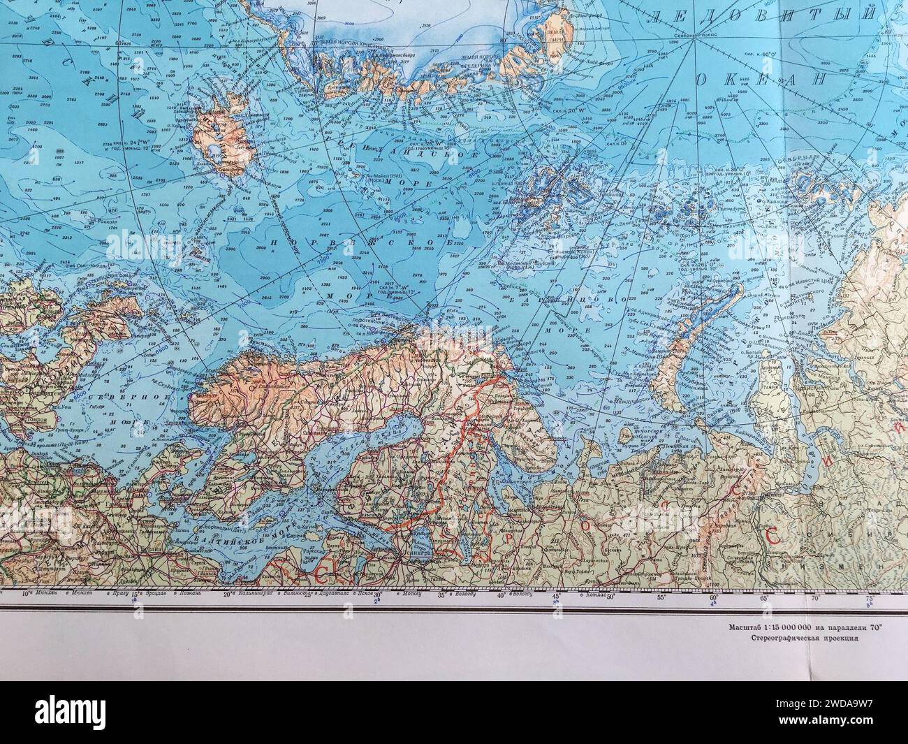 1950 Map 2 (Physical map of the Arctic) 04 Stock Photo - Alamy