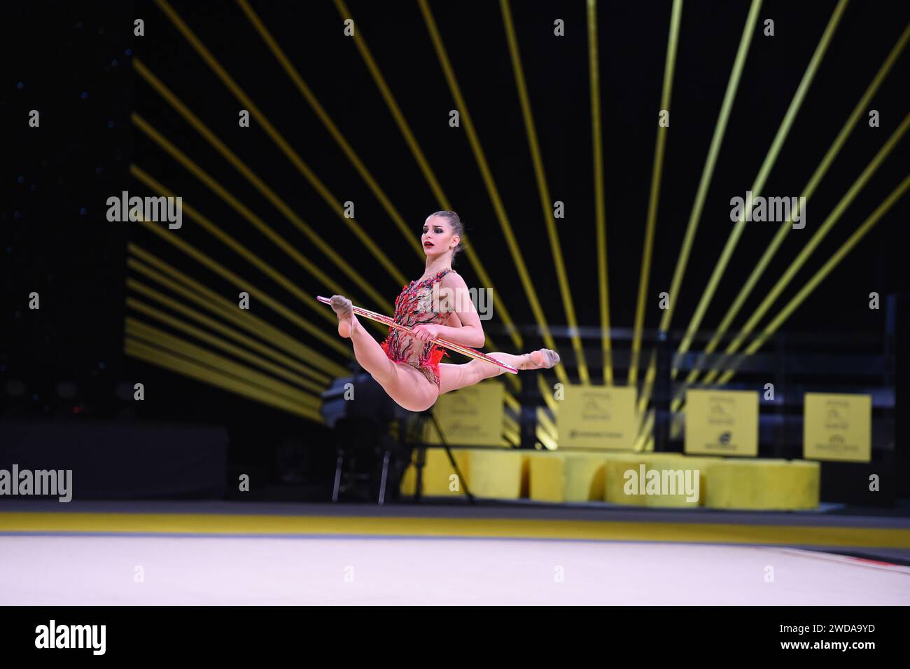 gymnast perform at rhythmic gymnastics competition Stock Photo - Alamy