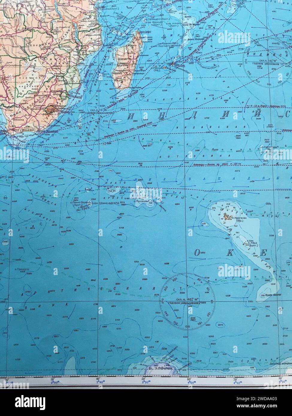 1950 Map 4 (Physical map of the Indian Ocean) 10 Stock Photo - Alamy