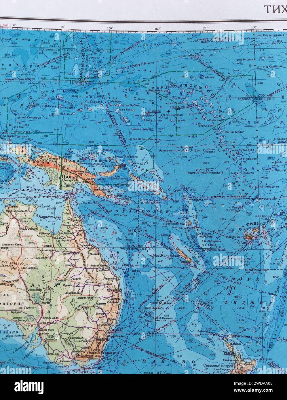 1950 Map 6 (Physical map of the Pacific Ocean, southern part.) 04 Stock ...
