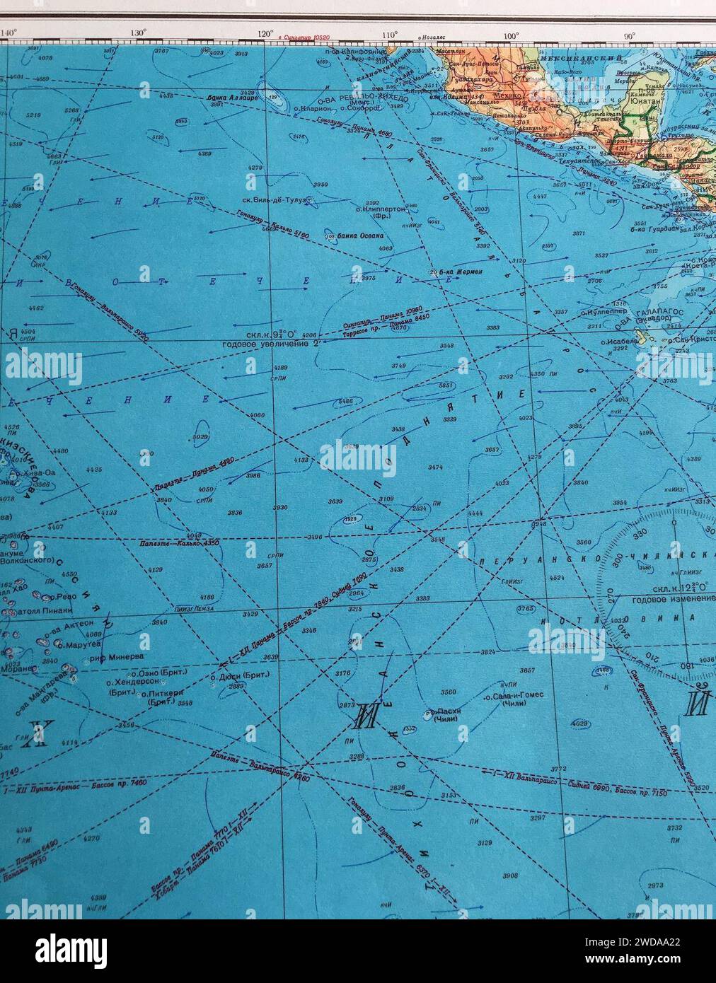 1950 Map 6 (Physical map of the Pacific Ocean, southern part.) 06 Stock ...