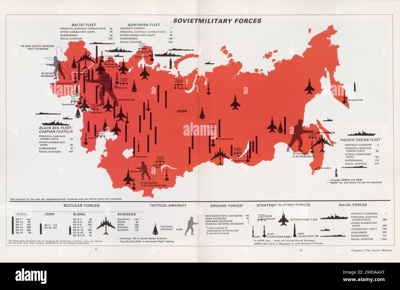 1986 map showing the Soviet Military Forces Stock Photo - Alamy