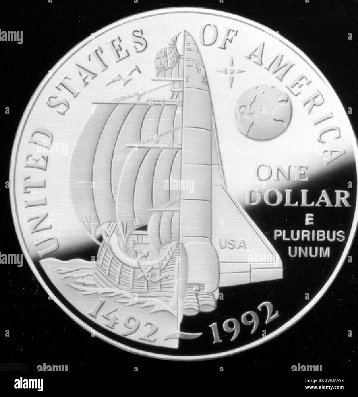 1992 Christopher Columbus-Proof Dollar1 (reverse Stock Photo - Alamy