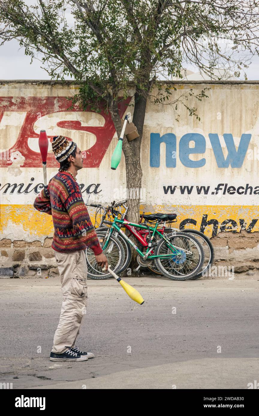 La Quiaca, Argentina, June 3rd 2018: Juggling on the streets of La ...