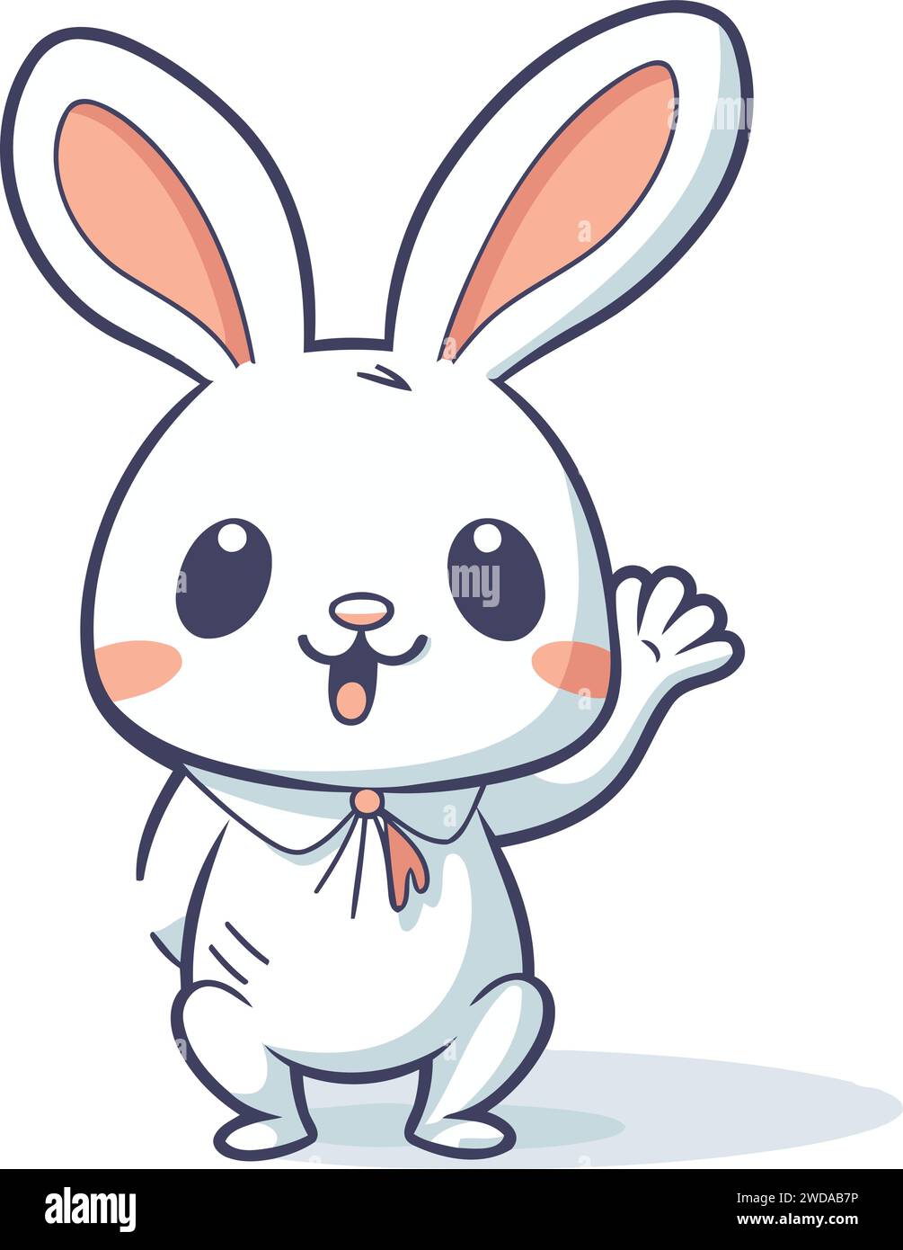 Cute white rabbit character. Vector illustration isolated on white ...