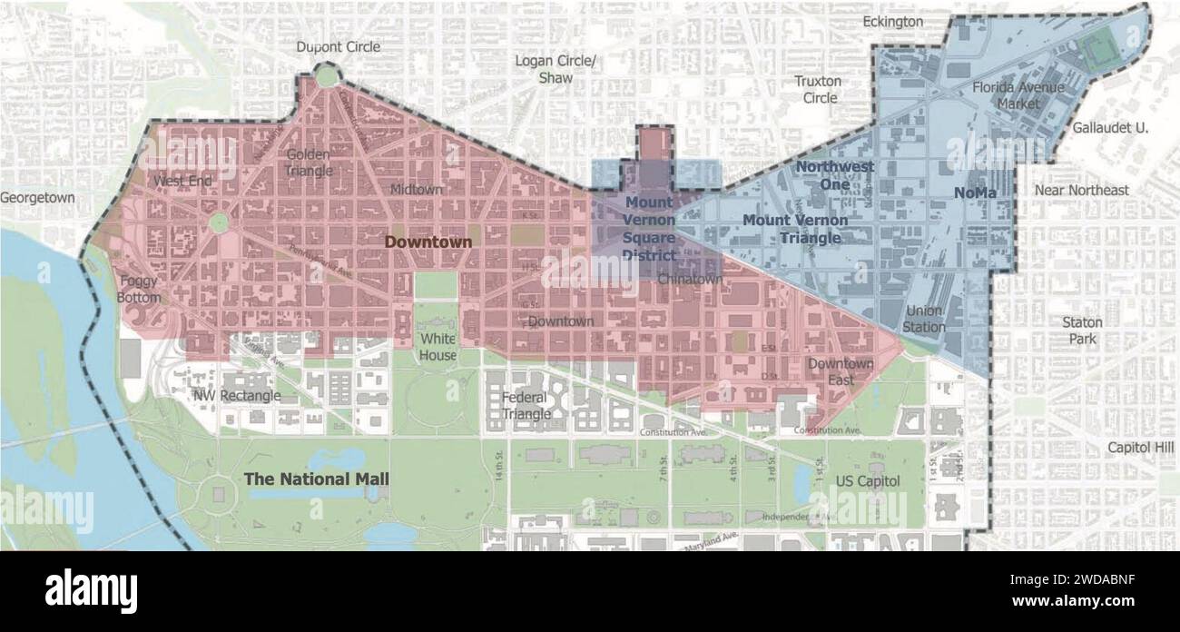 2008 map of Downtown area and emerging Center City areas Stock Photo ...