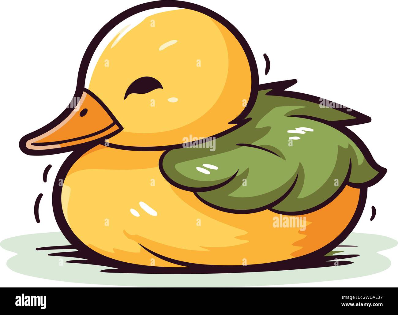 Cute cartoon rubber duck. Vector illustration isolated on white ...