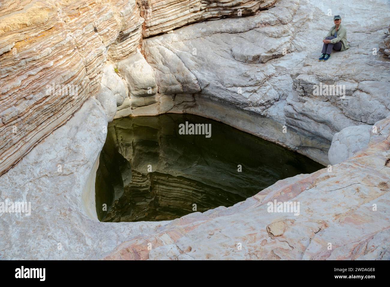 Photograph of the Ernst Tinaja and it's very beautiful geology. Big ...