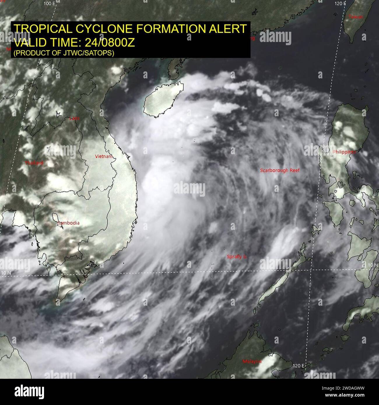 2023 JTWC WTPN21 IR satellite imagery.91W Stock Photo - Alamy