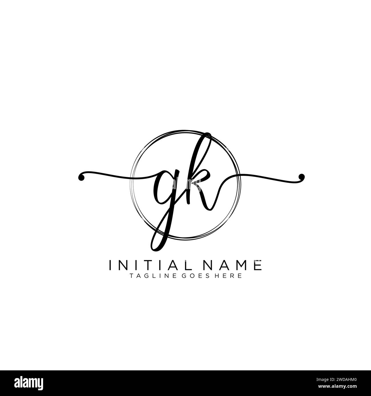 GK Initial handwriting logo with circle Stock Vector Image & Art - Alamy