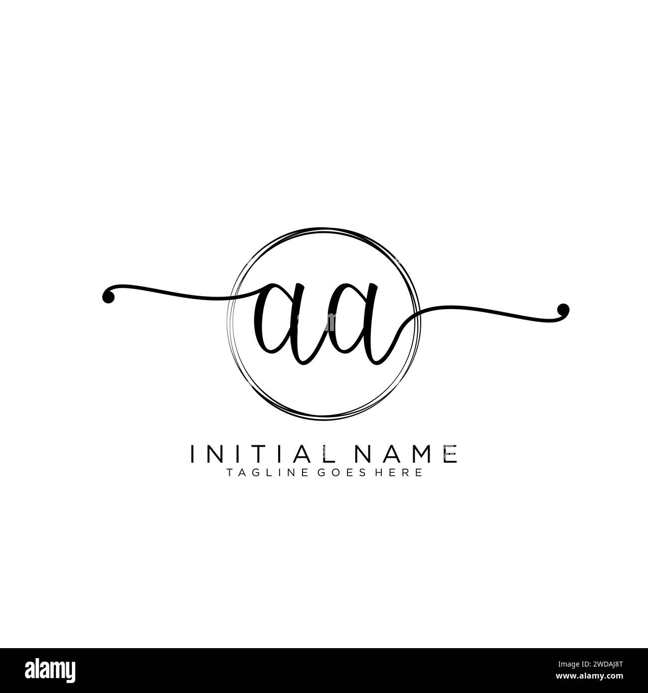 AA Initial handwriting logo with circle Stock Vector Image & Art - Alamy