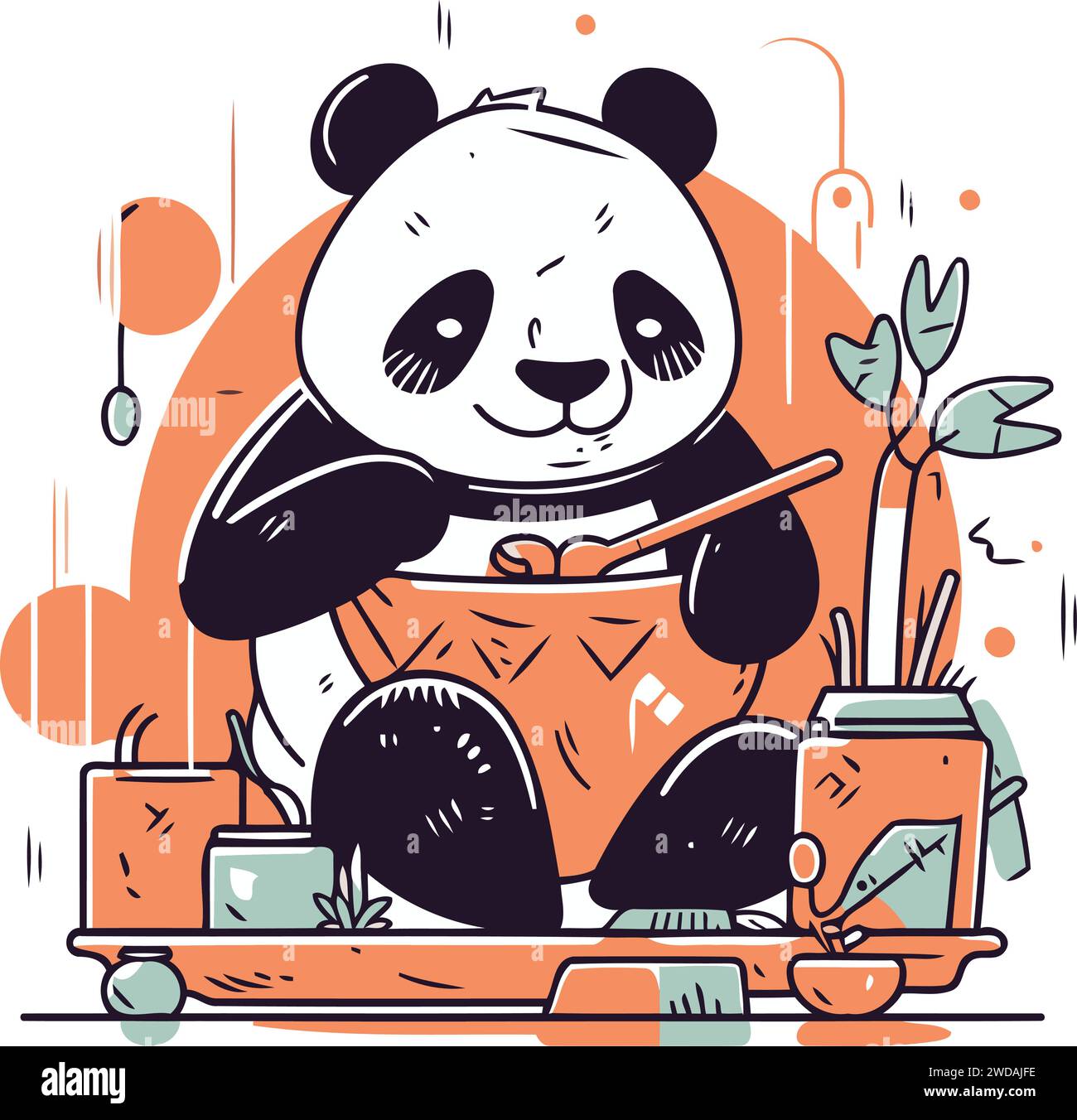 Panda sitting table Stock Vector Images - Alamy